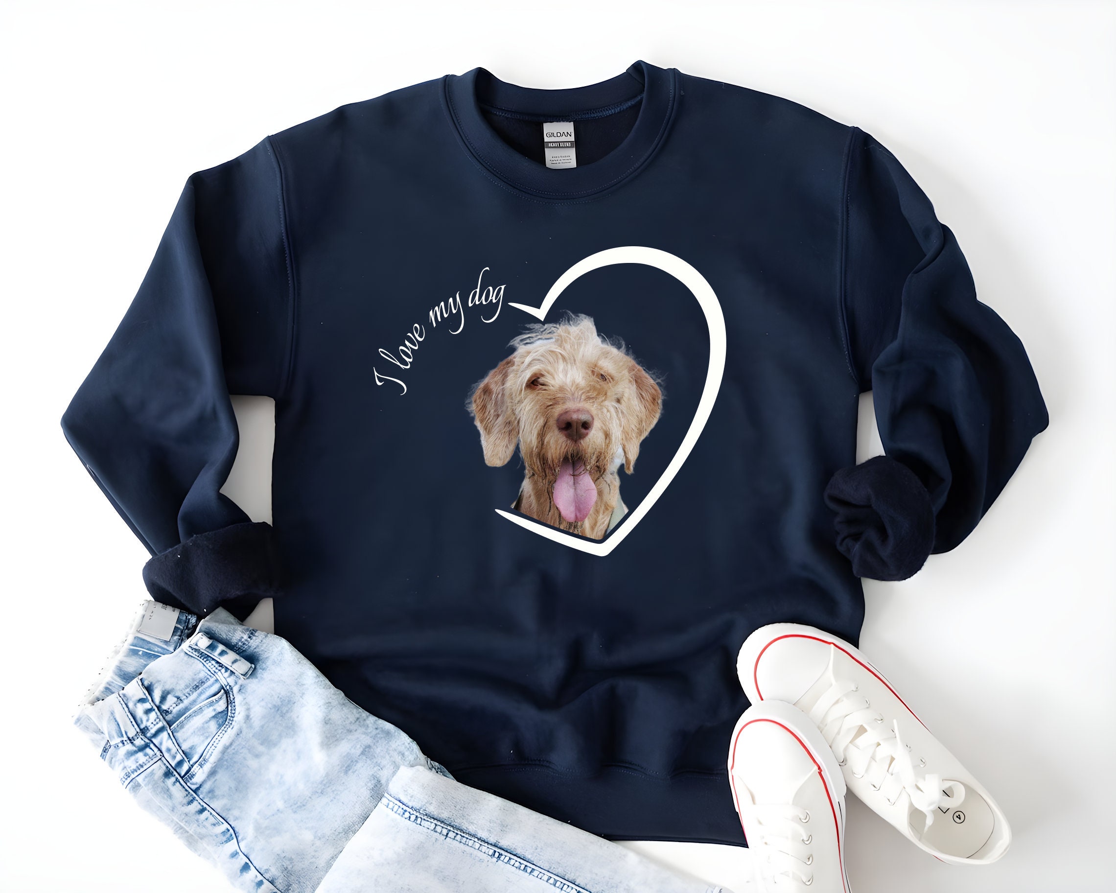 Custom Dog Sweater With Photo, Custom Heart With Photo Sweater, Custom ...