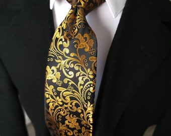 Navy Blue Gold Paisley Floral Silk Tie Pocket Square Cufflink Set - Etsy