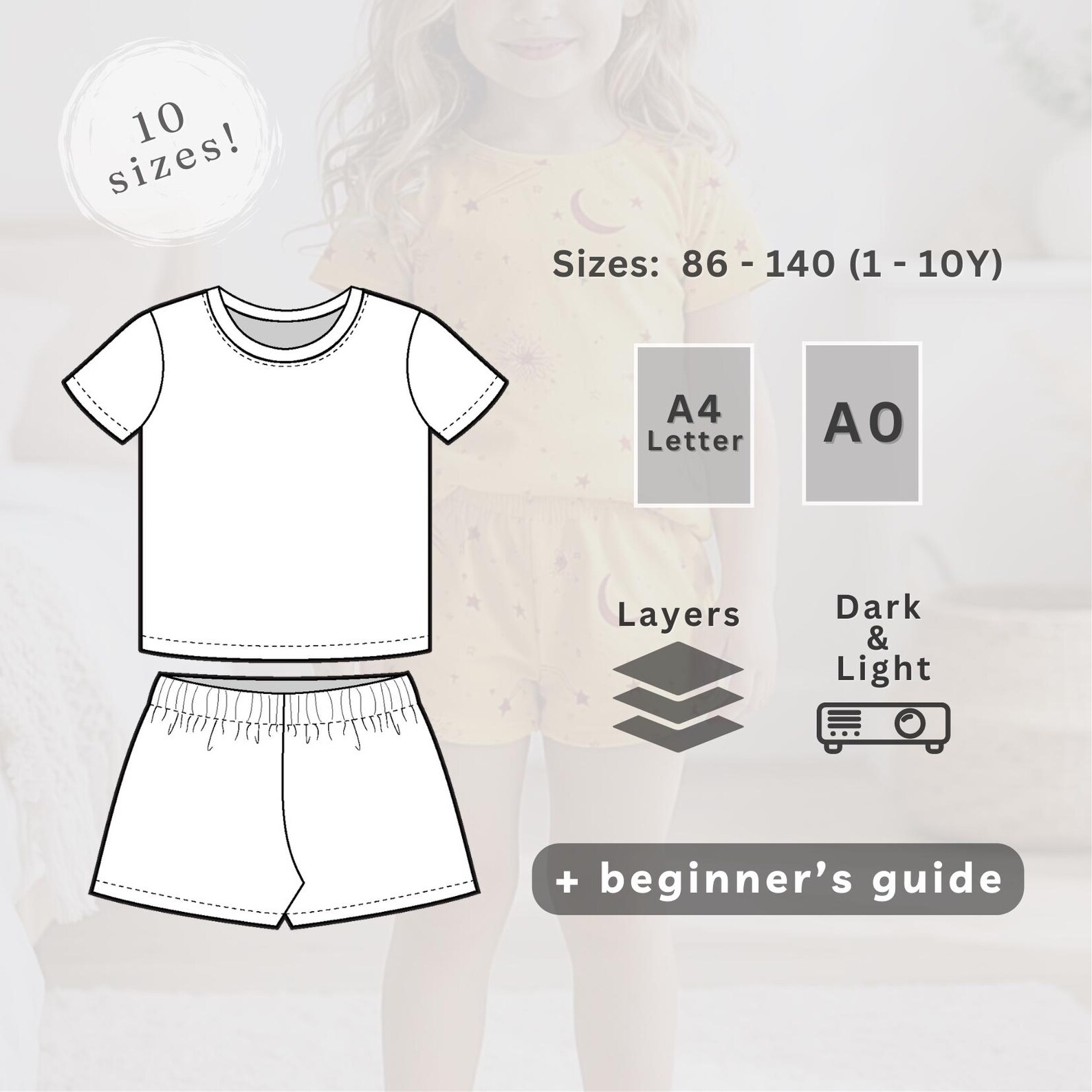 Pajama Set PDF Sewing Pattern for Girl or Boy, Download Easy Printable ...