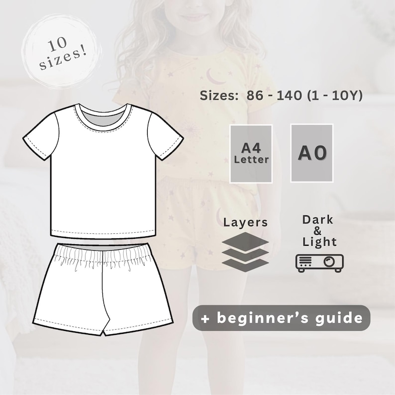 Pajama Set PDF Sewing Pattern for Girl or Boy, Download Easy Printable ...