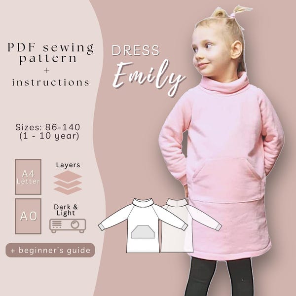 Girls Sweatshirt Dress Pattern - Etsy