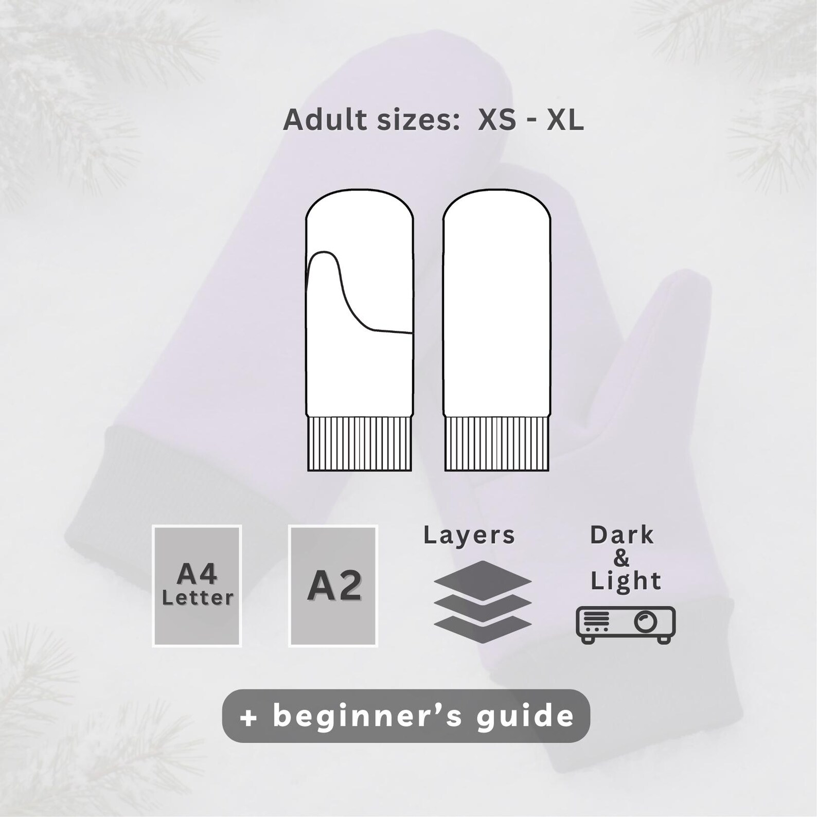 Mittens PDF Sewing Pattern, Adults Sizes - Xs, S, M, L, Xl, Download ...
