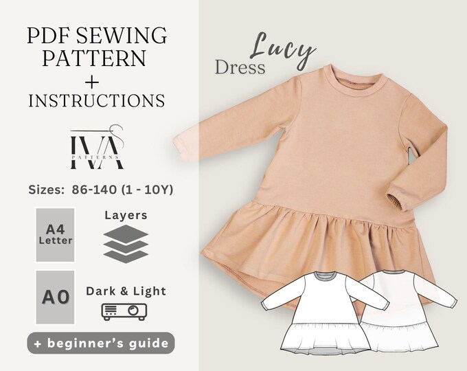 INSTANT DOWNLOAD Estelle Dress (sizes 12/18 Months to 10) PDF Pattern ...