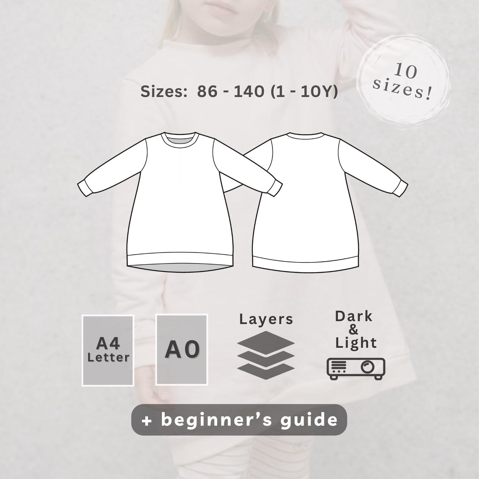 Sweatshirt Dress Sewing Pattern for Girl, Toddler Easy Long Sleeved ...