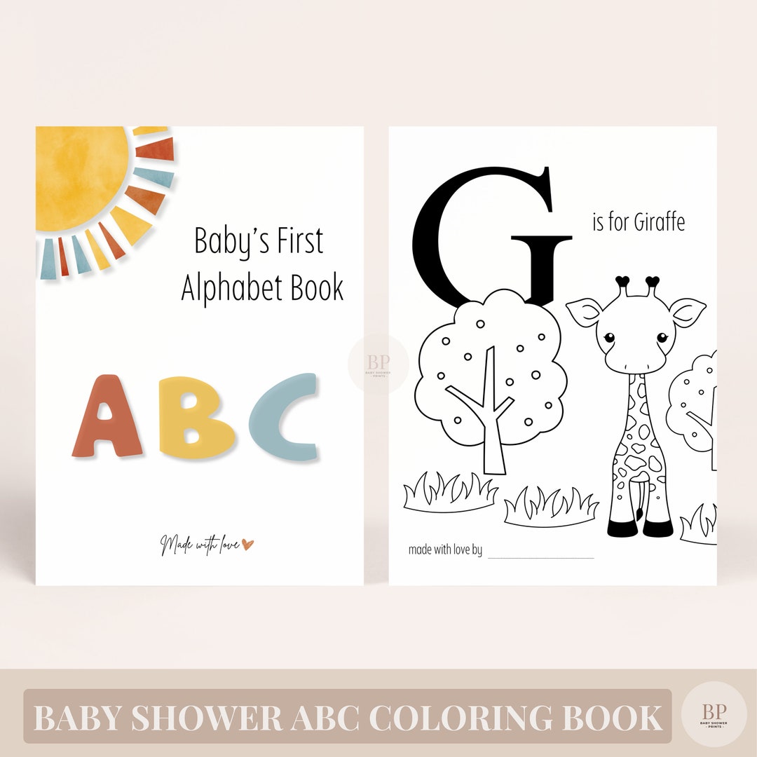 Baby Shower ABC Coloring Book, Baby's First ABC Book Sign, Baby in ...