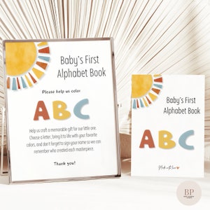 Baby Shower ABC Coloring Book, Baby's First ABC Book Sign, Baby in ...