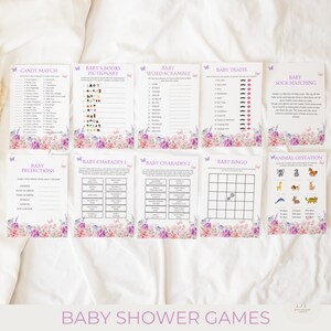 Butterfly Baby Shower Games Bundle: Purple Pink Floral (digital ...