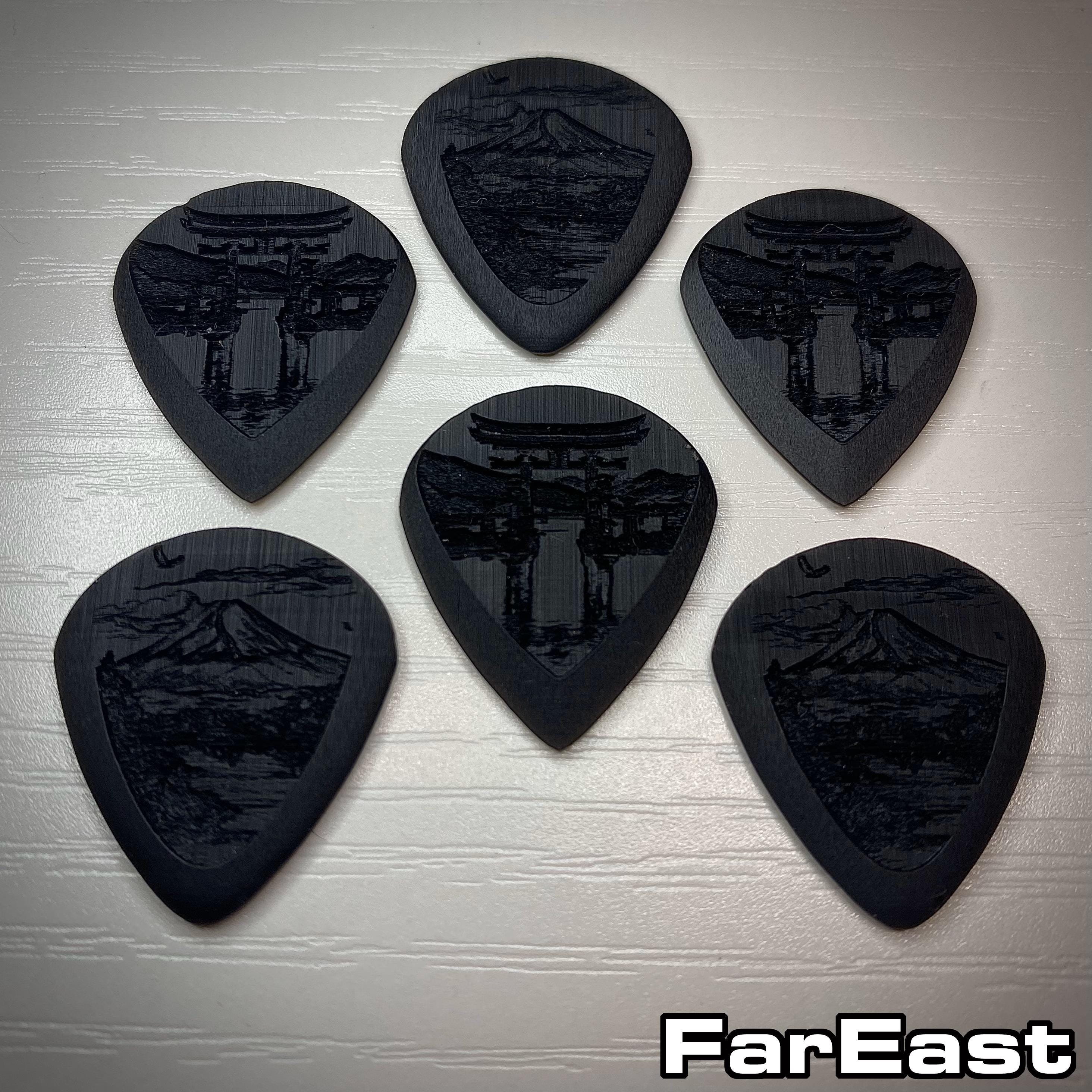 Black Guitar Picks | Artisan Plectrums | Acoustic & Electric | Gift for ...