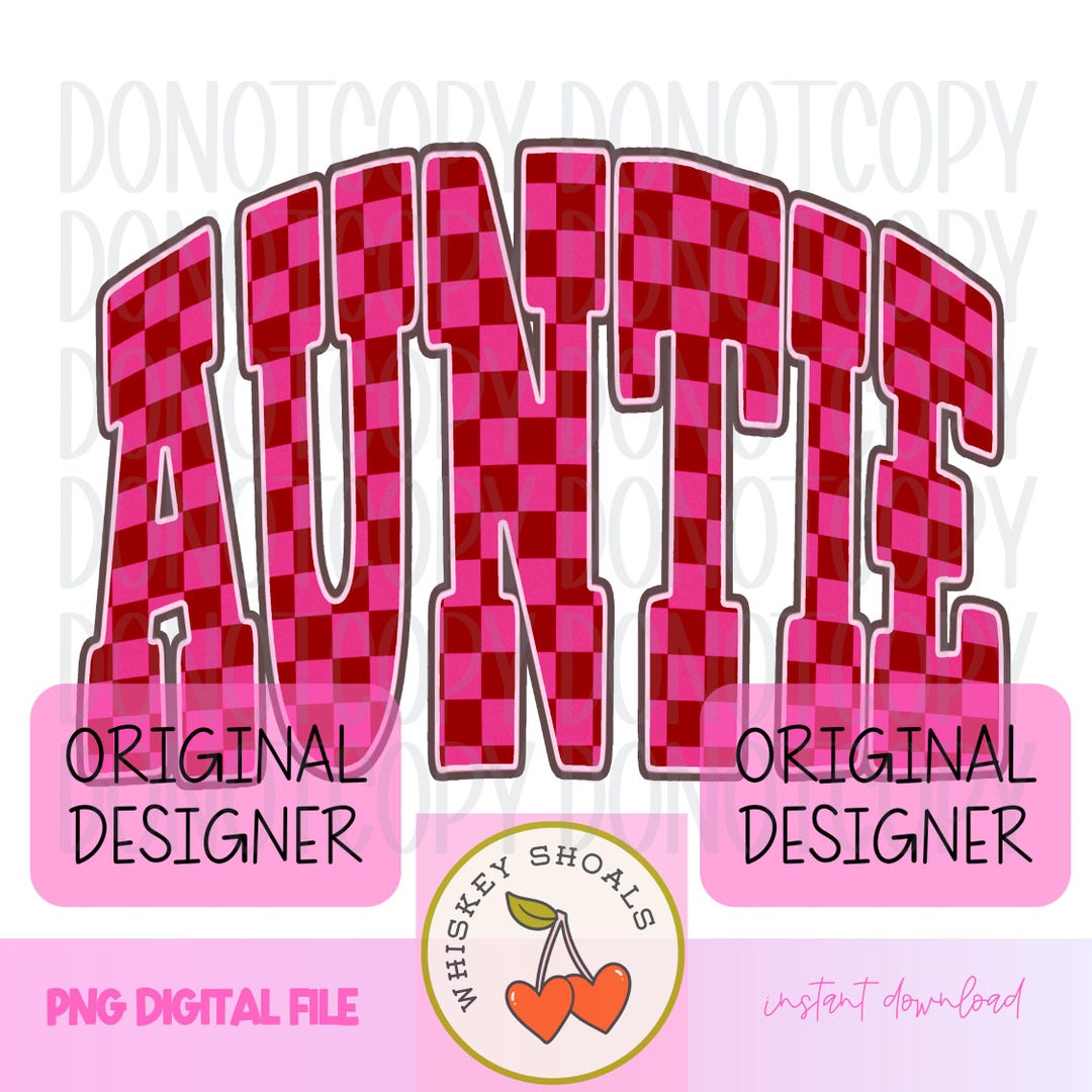 Auntie Checkered Print PNG: Trendy Aunt Design, Preppy Auntie Png, Aunt ...