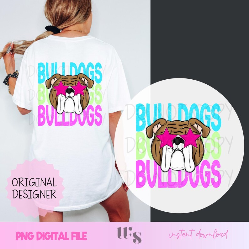 Preppy Bulldogs Mascot PNG, Mascot Sublimation Design, Preppy, Stacked ...