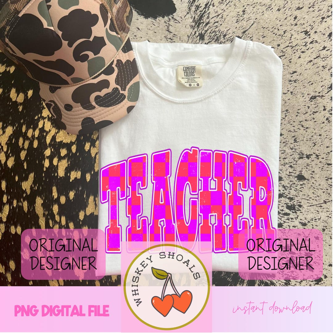 Teacher Checkered Print: Trendy Varsity Design (PNG Digital Download ...