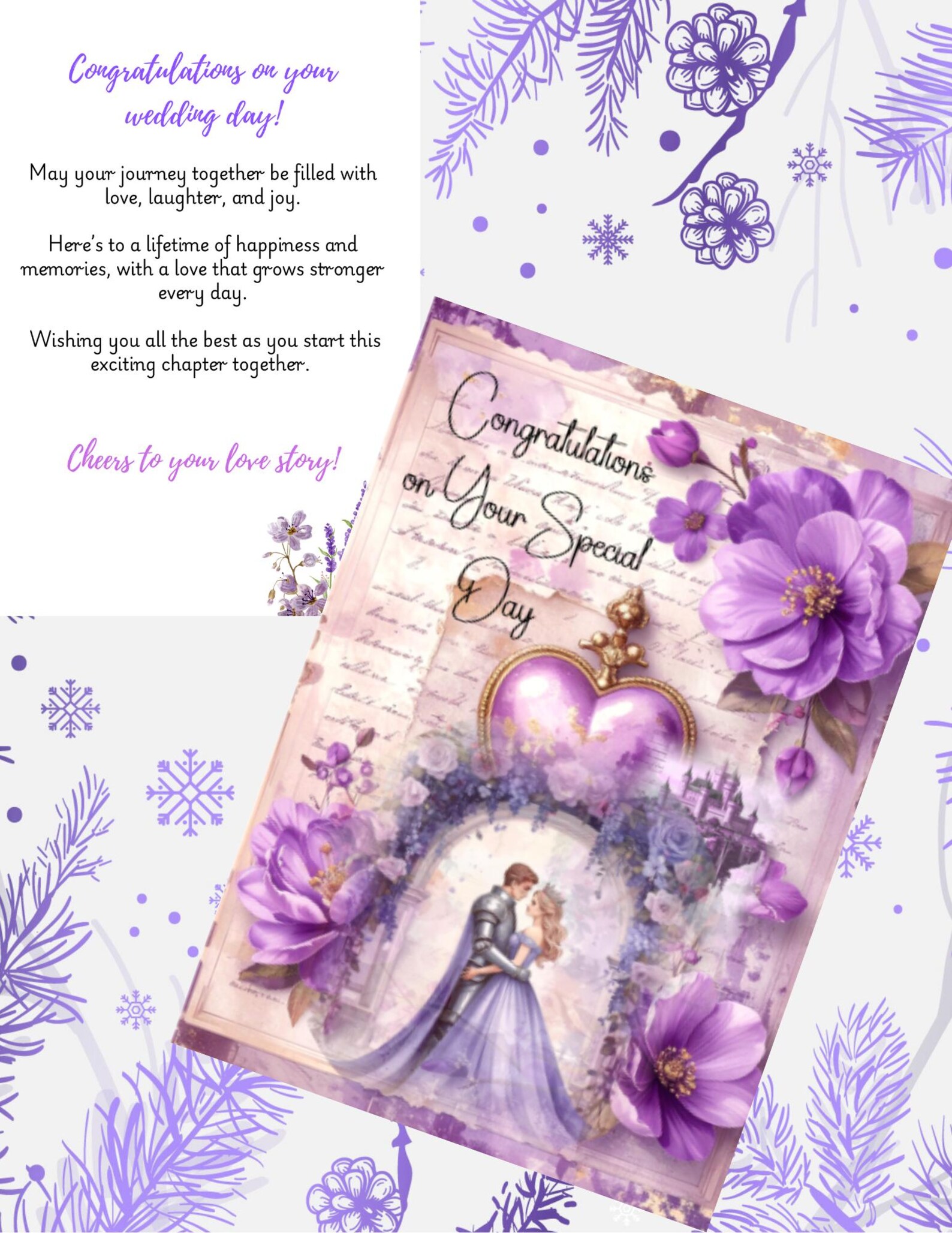 Fairytale Wedding Card: Handmade Prince & Princess Congratulations - Etsy