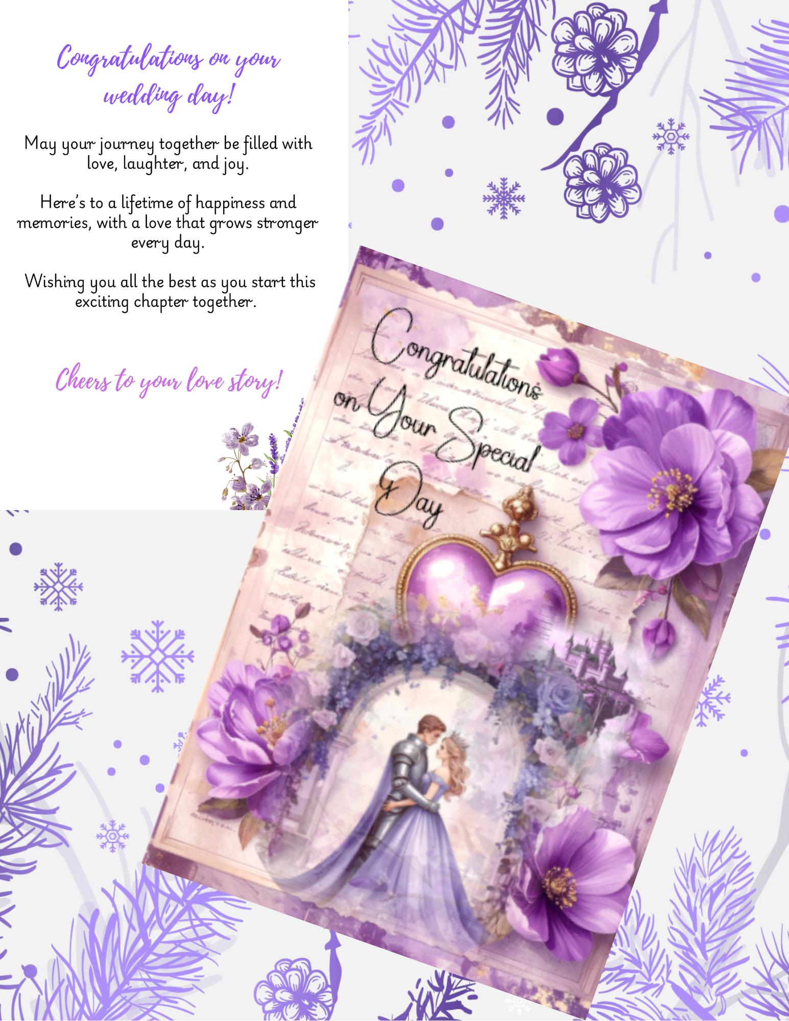Fairytale Wedding Card: Handmade Prince & Princess Congratulations - Etsy