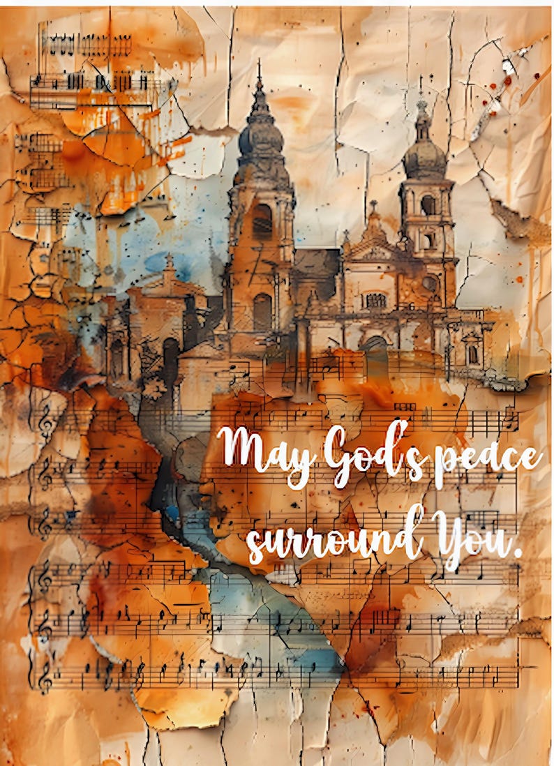 Faith Encouragement Card – Inspirational Church Art With Musical Notes ...