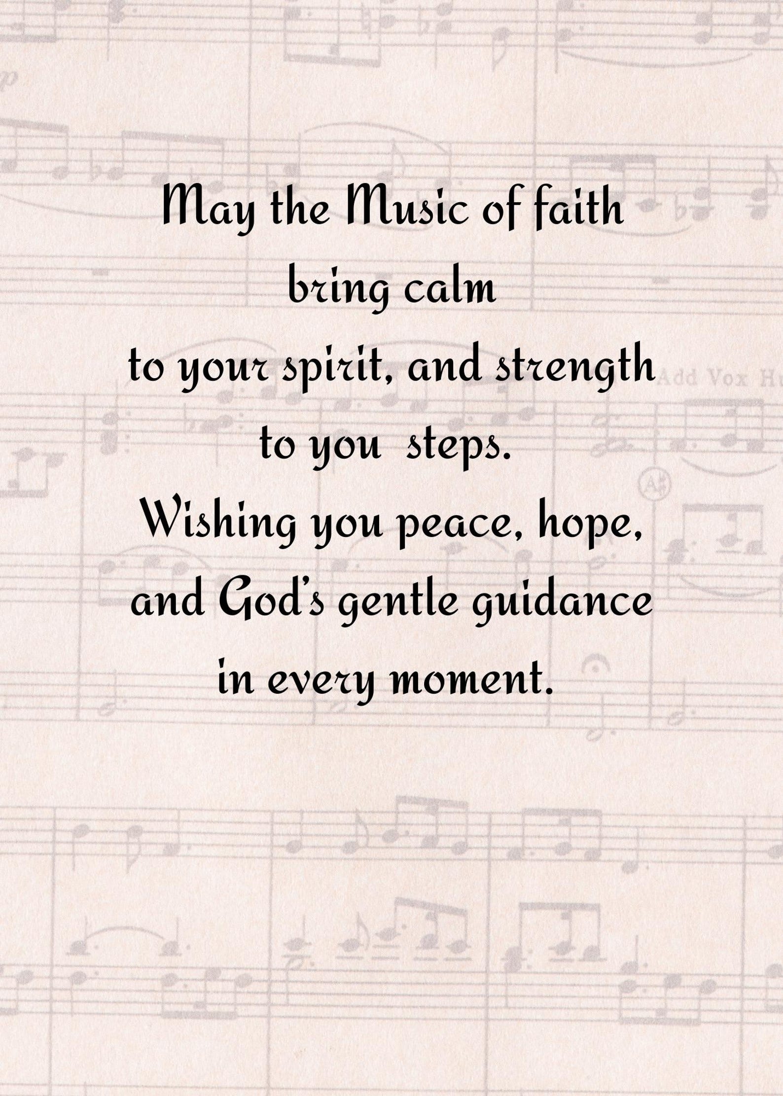 Faith Encouragement Card – Inspirational Church Art With Musical Notes ...
