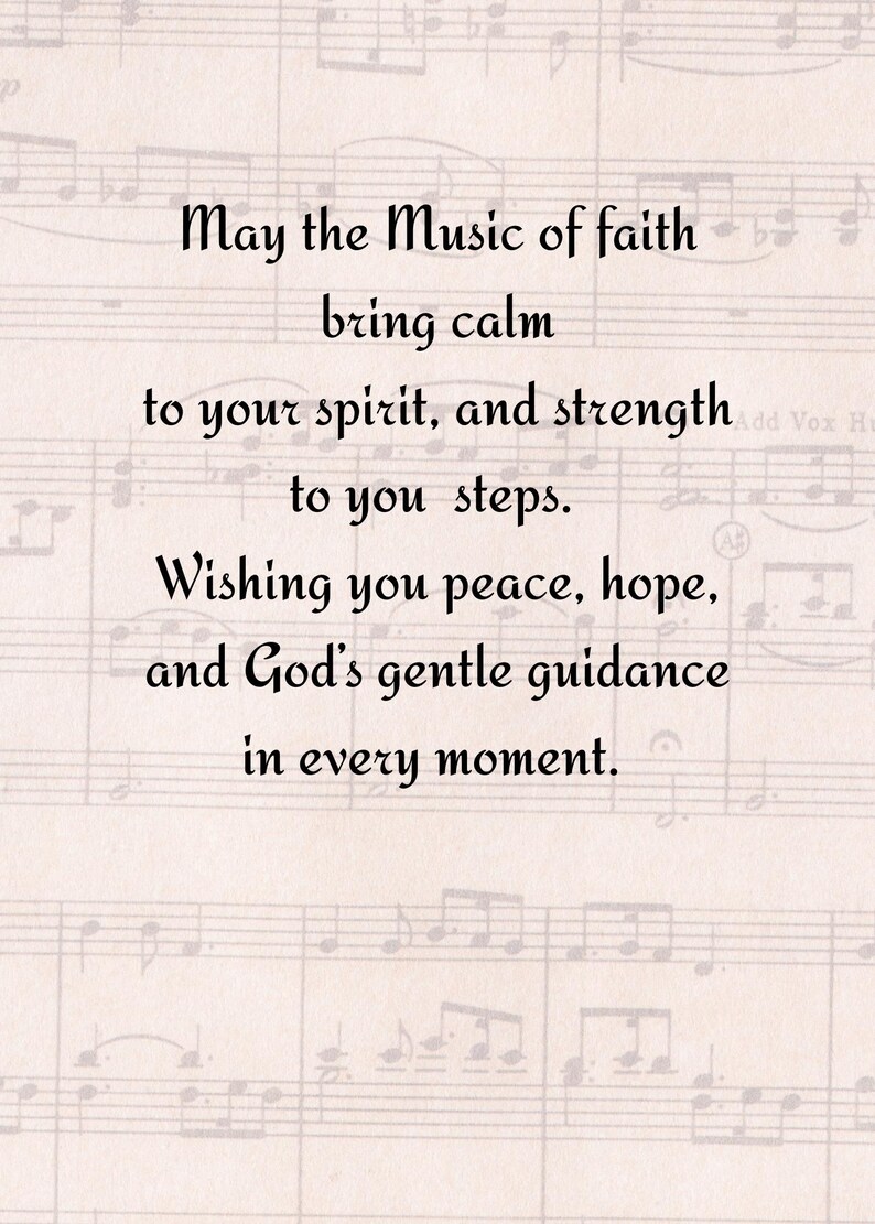 Faith Encouragement Card – Inspirational Church Art With Musical Notes ...