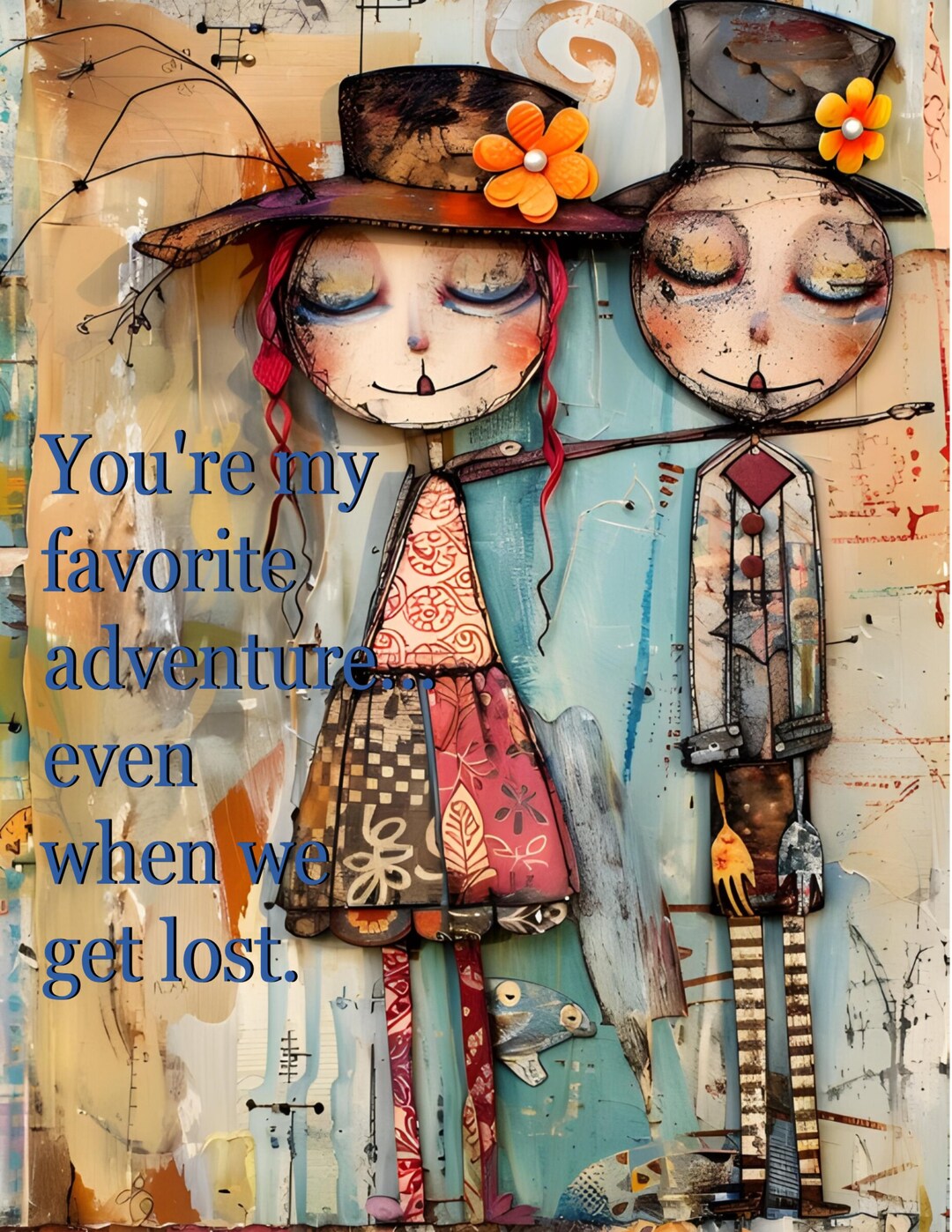 Whimsical Couple Greeting Card: Funny Love, Anniversary Card - Etsy