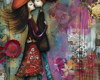 Whimsical Couple Greeting Card: Funny Romantic Anniversary Card - Etsy
