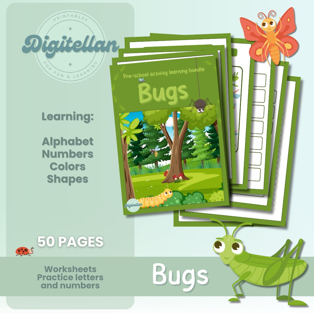 Bug-themed Printable Worksheets for Practicing Numbers and Letters ...