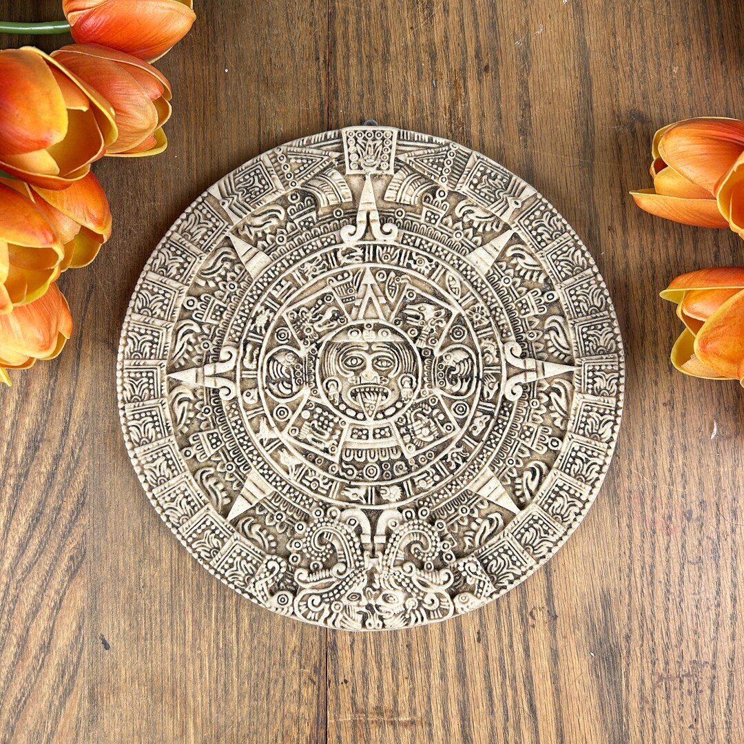Vintage Aztec Calendar Wall Decor Mexica Calendar Aztec Sun Stone ...