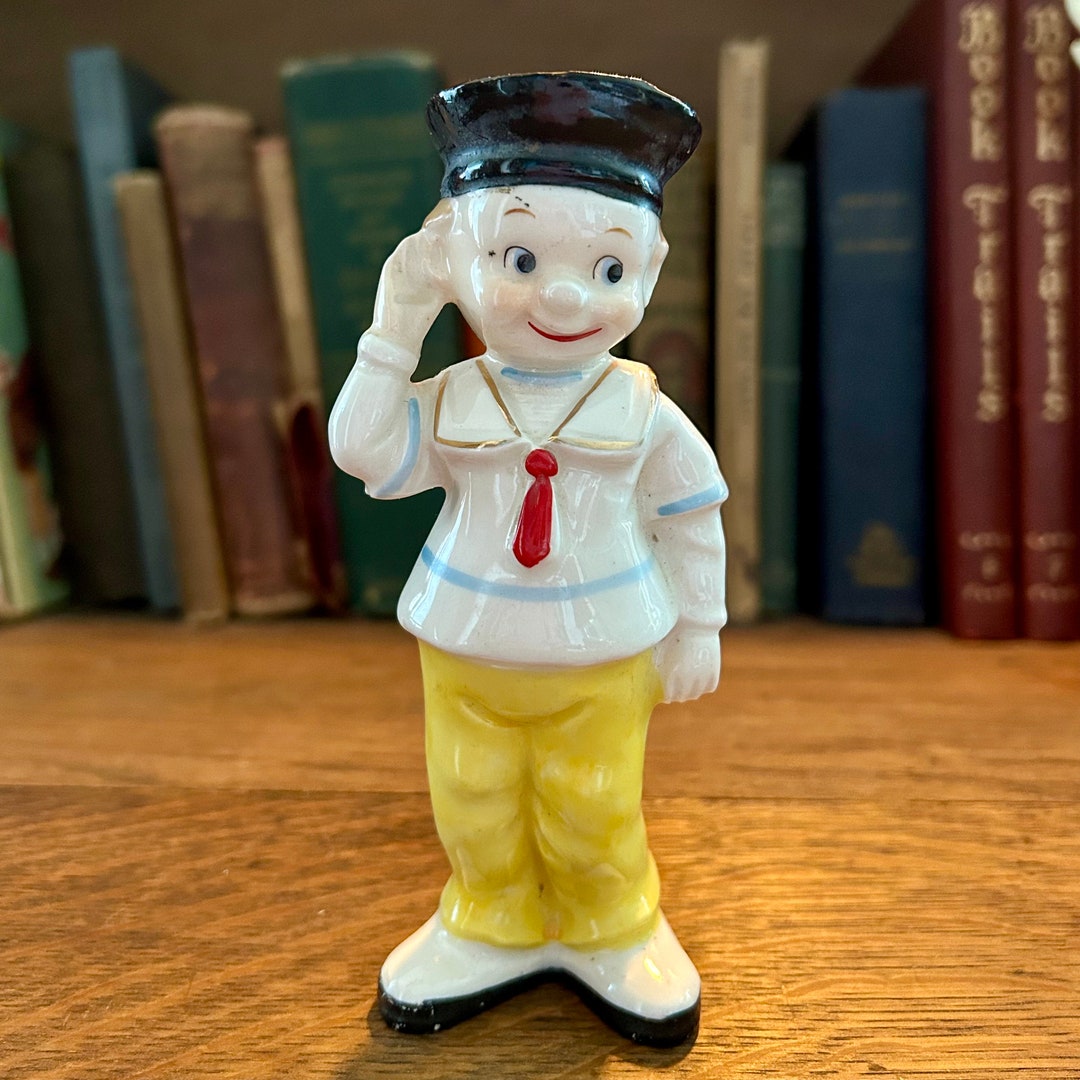 Vintage Ceramic Sailor Boy Saluting With Red Tie, Striped Shirt, Brand ...