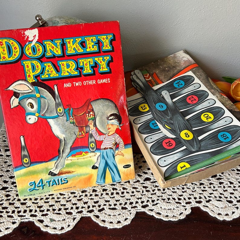 Pin the Tail on the Donkey Party Game Set Vintage Whitman Publishing ...