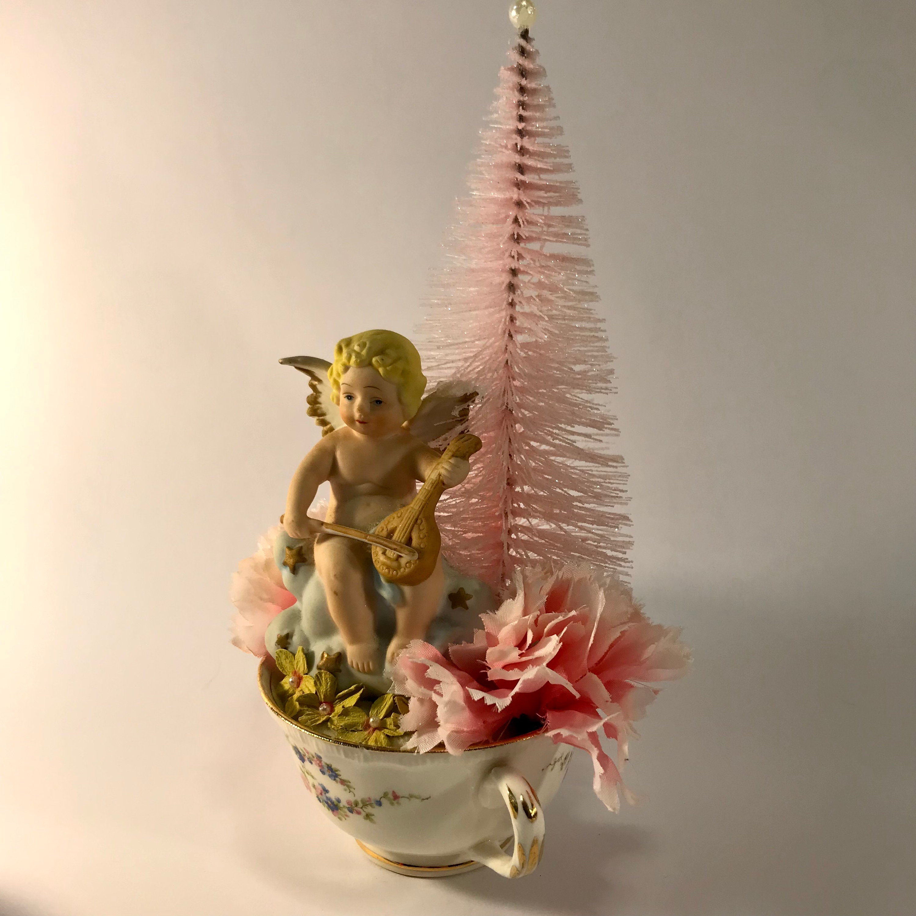 Upcycled Vintage Teacup and Angel Figurine for Valentine's Day Love ...