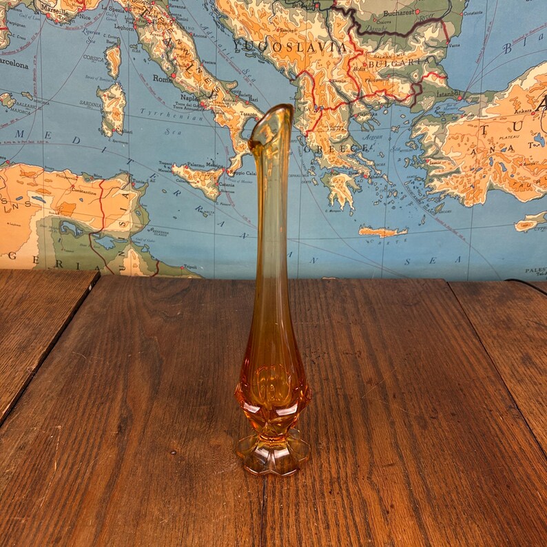 Fenton Valencia Amber Swung Vase – 1960s Art Glass Mid Century Modern ...