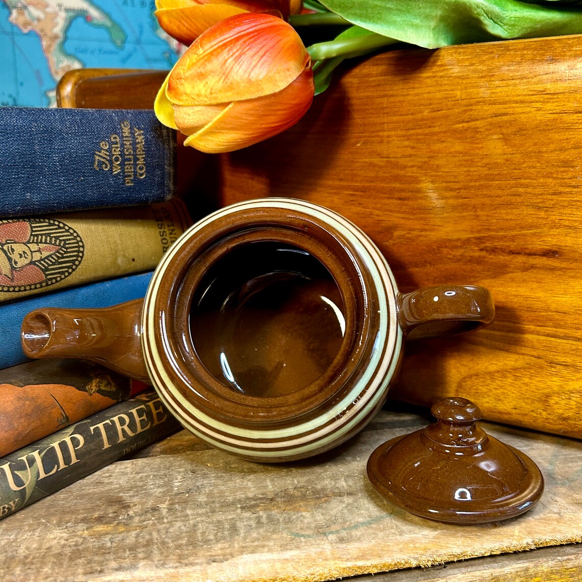 ABL Alcock Vintage Stoneware Pottery Tea Pot Striped Brown Betty ...