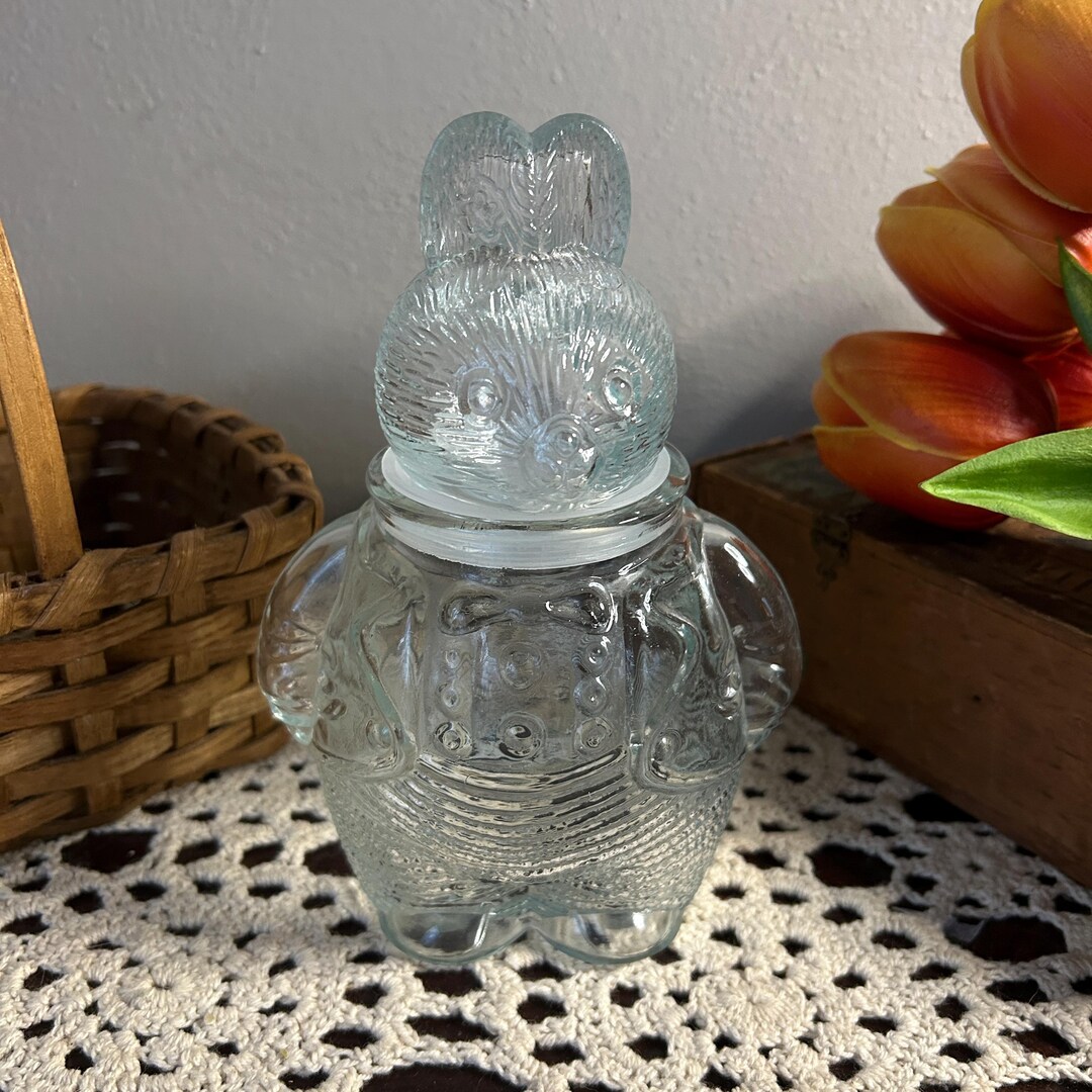 Vintage Clear Glass Bunny Candy Jar: Easter Rabbit Decor - Etsy