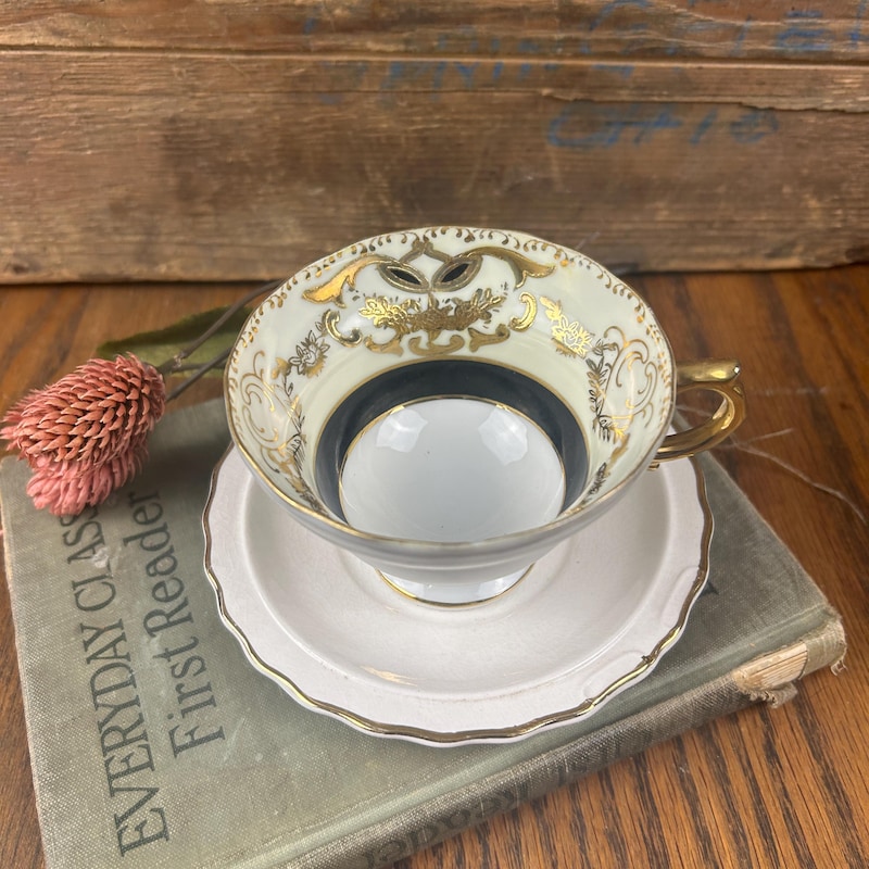 Black Footed Tea Cups - Etsy