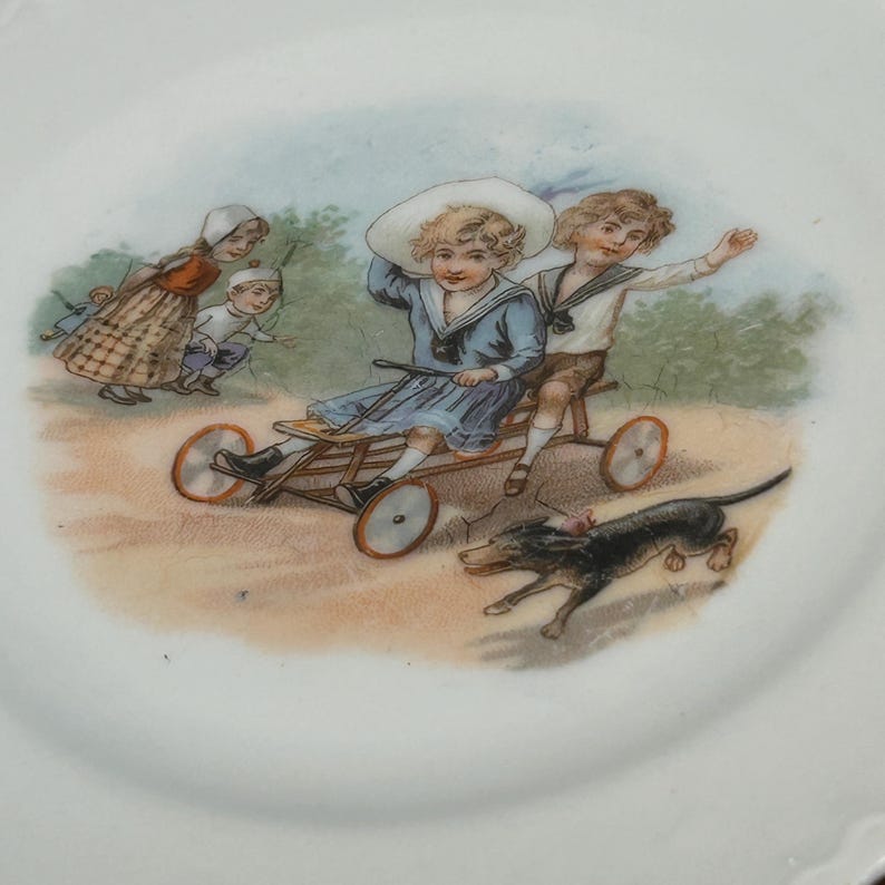 Antique Victorian “children on a Scooter Germany ” Cup and Matching ...