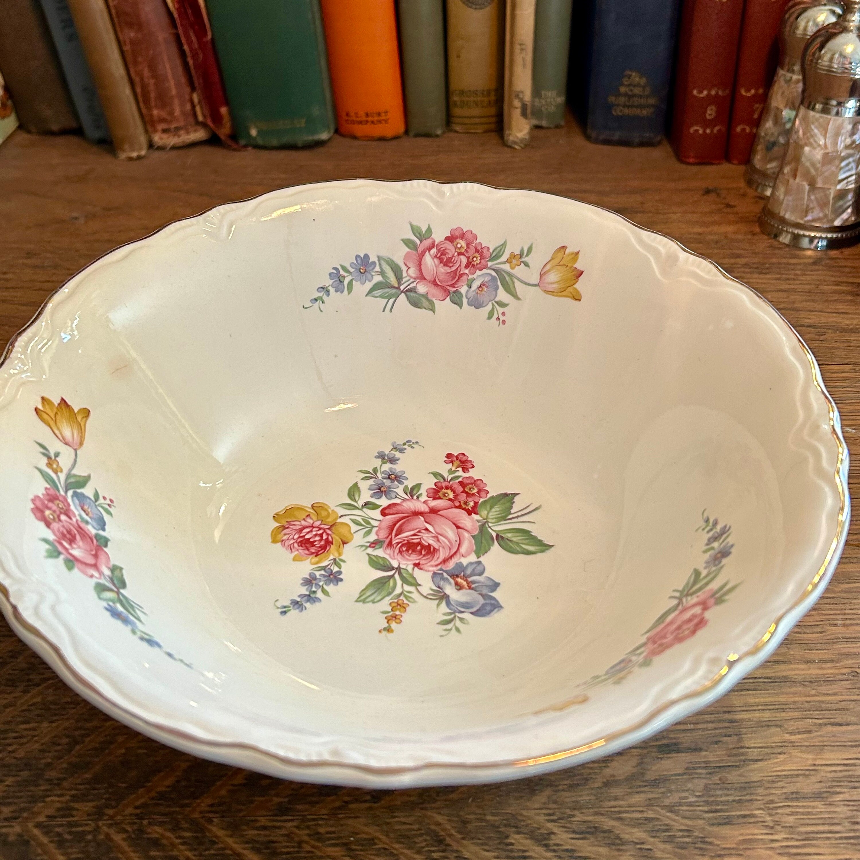 Vintage 1940s SCIO Pottery Hazel Pattern Round Serving Bowl Floral With ...