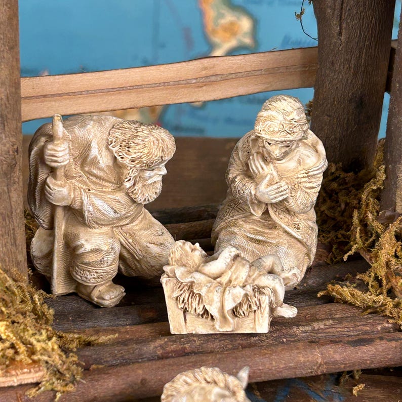 Vintage Enesco Nativity Set Ivory Look Figures W/stable - Set 327158 - Etsy