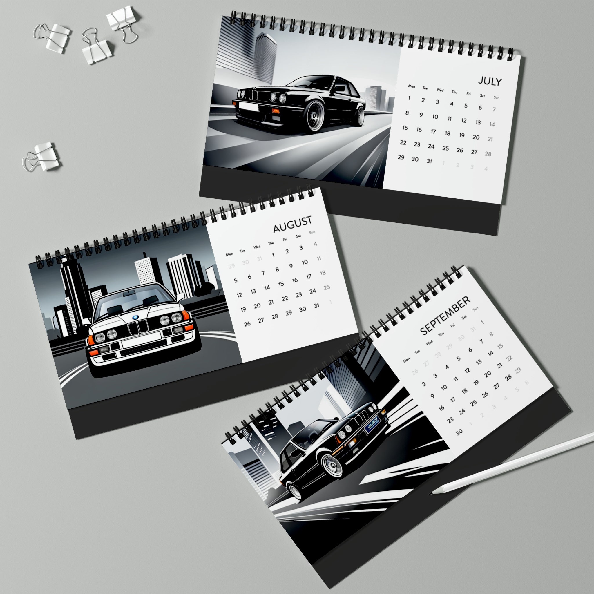 BMW Desk Calendar 2024 Grid E46 Rear View 3 Series 5 Series 7 Series M ...