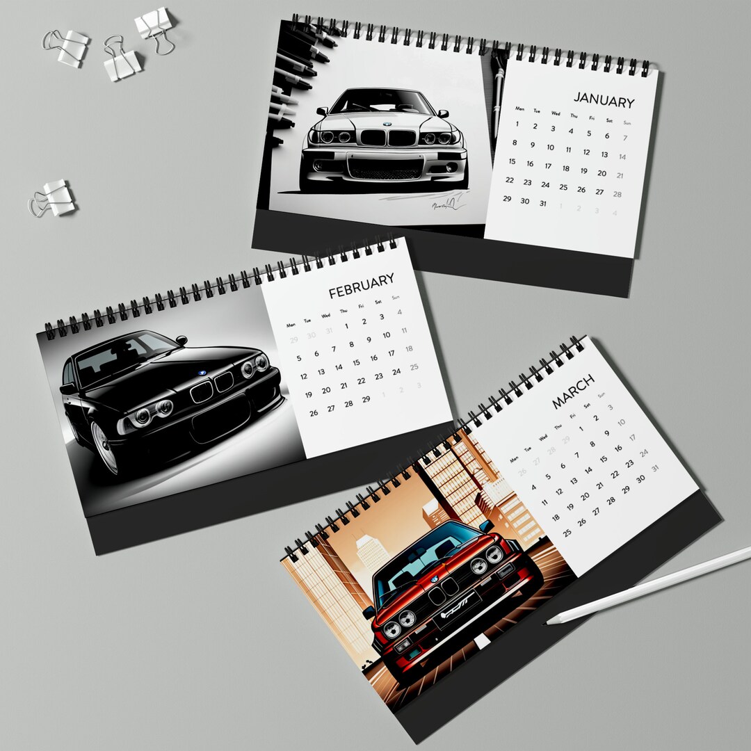 BMW Desk Calendar 2024 Grid E46 Rear View 3 Series 5 Series 7 Series M ...
