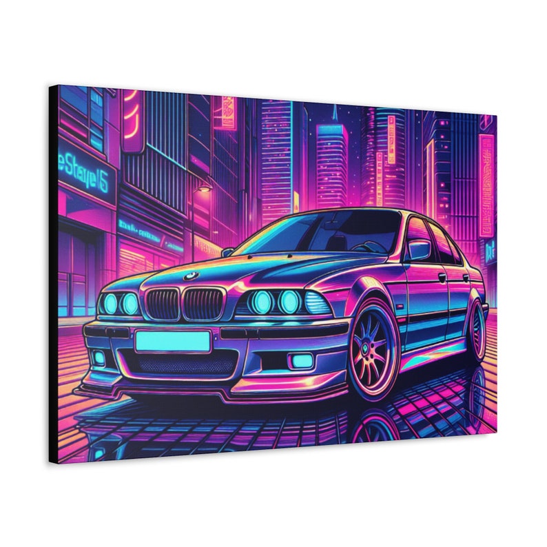 BMW E39 Car Art on Satin Canvas, Stretched 3 Series M Sport 5 Series ...