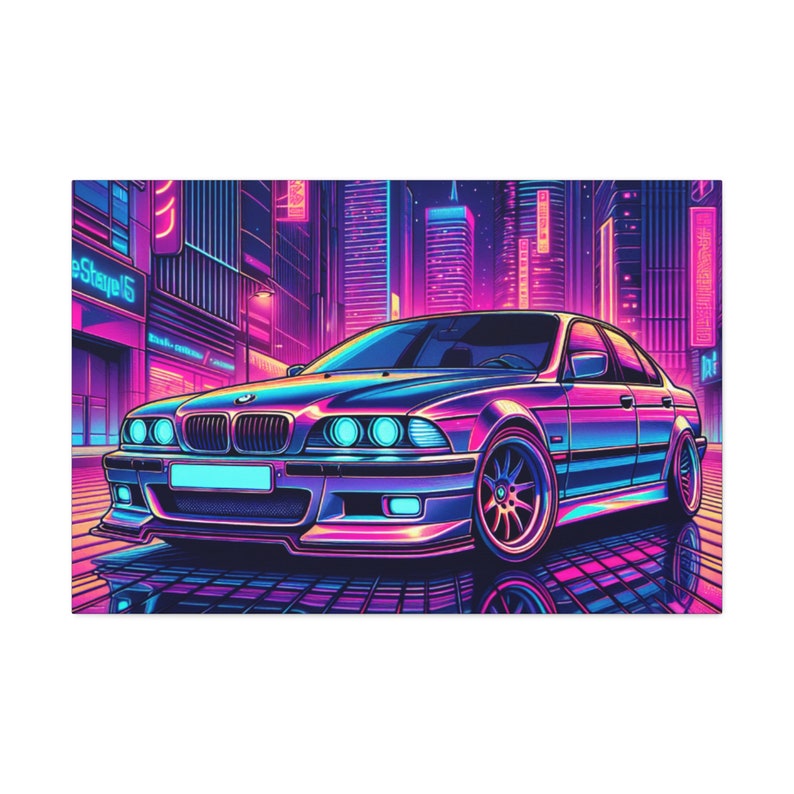 BMW E39 Car Art on Satin Canvas, Stretched 3 Series M Sport 5 Series ...