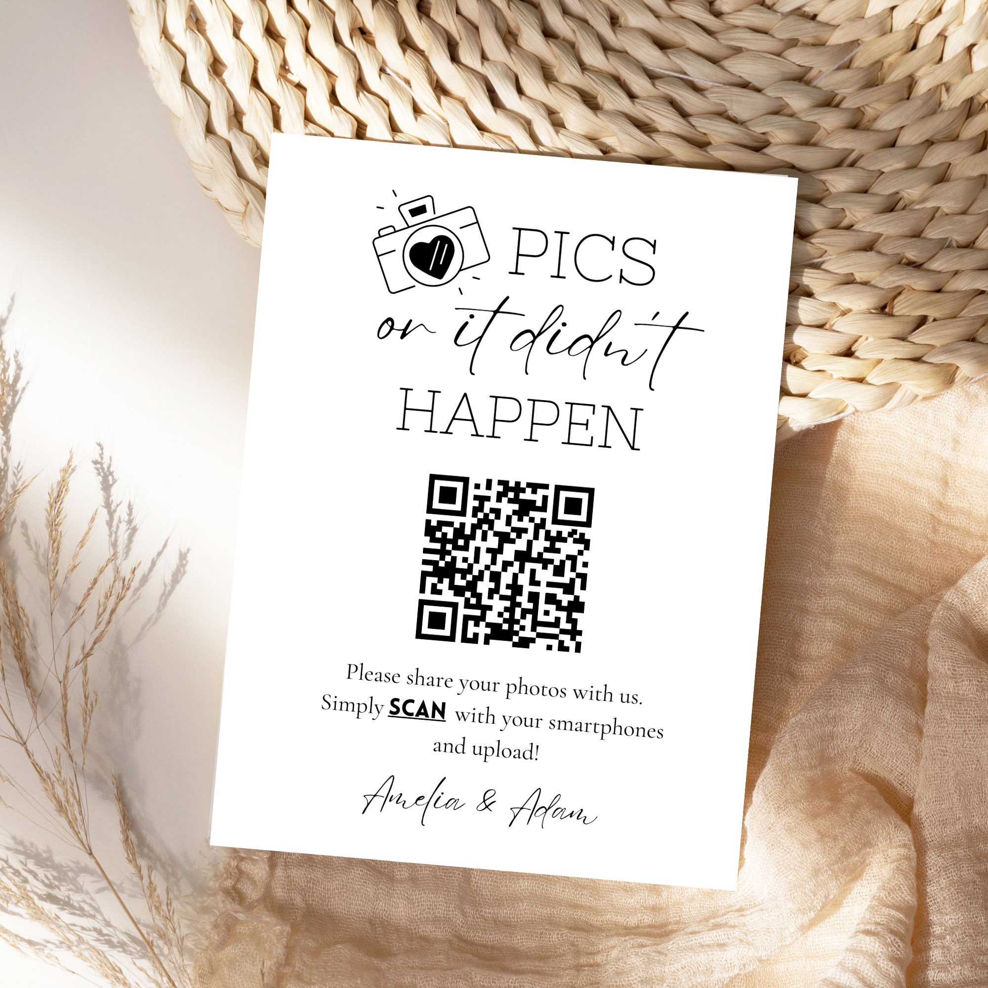 Pics or It Didn’t Happen QR Code, Wedding Photo Signs, Wedding QR Code ...