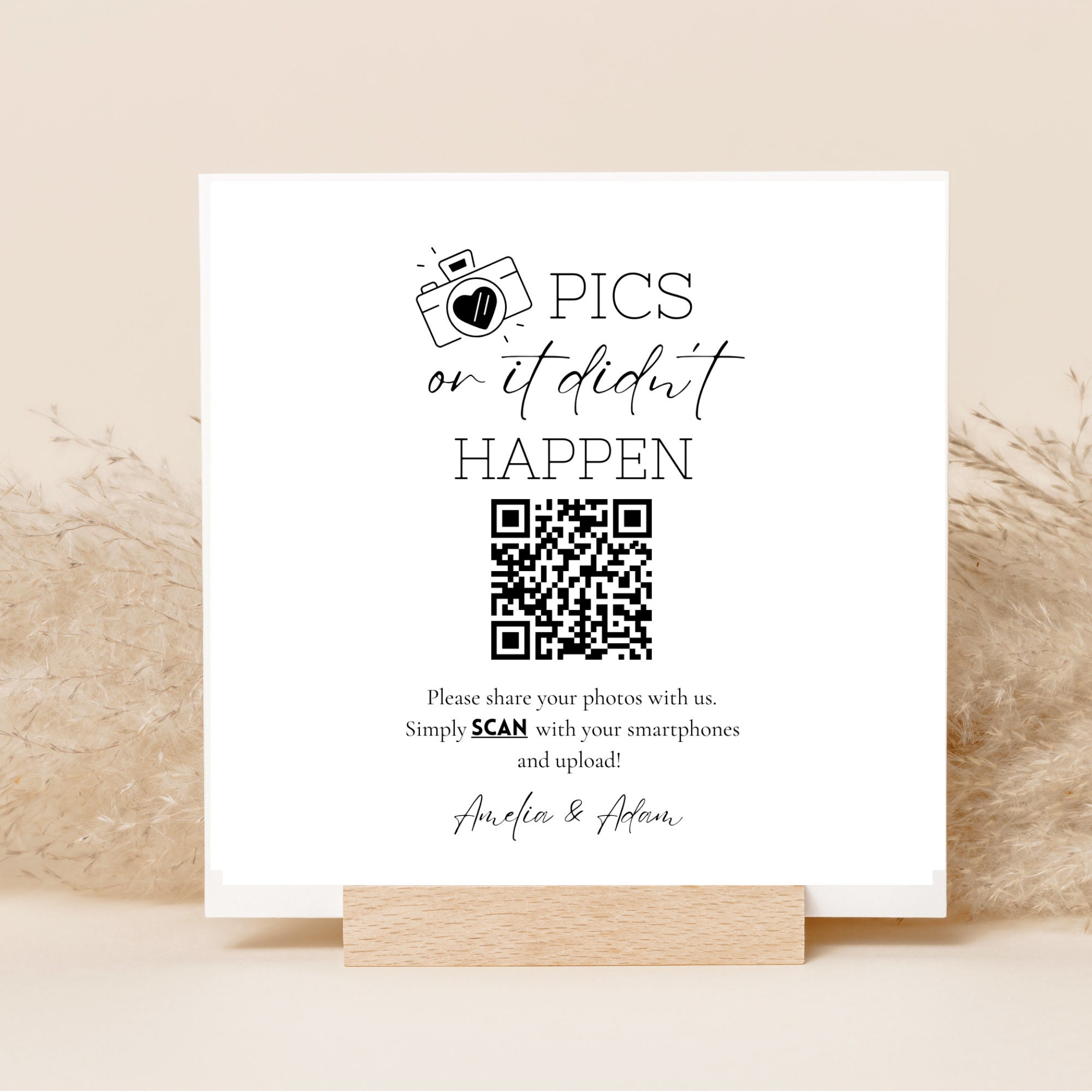 Pics or It Didn’t Happen QR Code, Wedding Photo Signs, Wedding QR Code ...