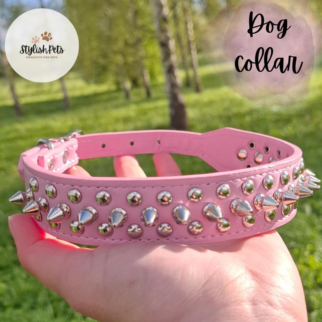 Dog Collars Dog Collars With Spikes Spike Dog Collar Vegan Leather Dog ...