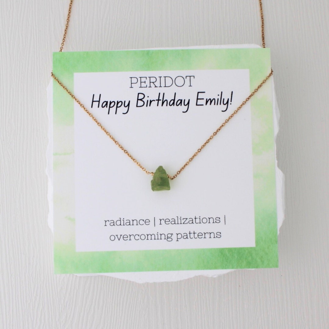 Peridot Crystal Necklace Personalized Gift for Her Raw Crystal Gemstone ...