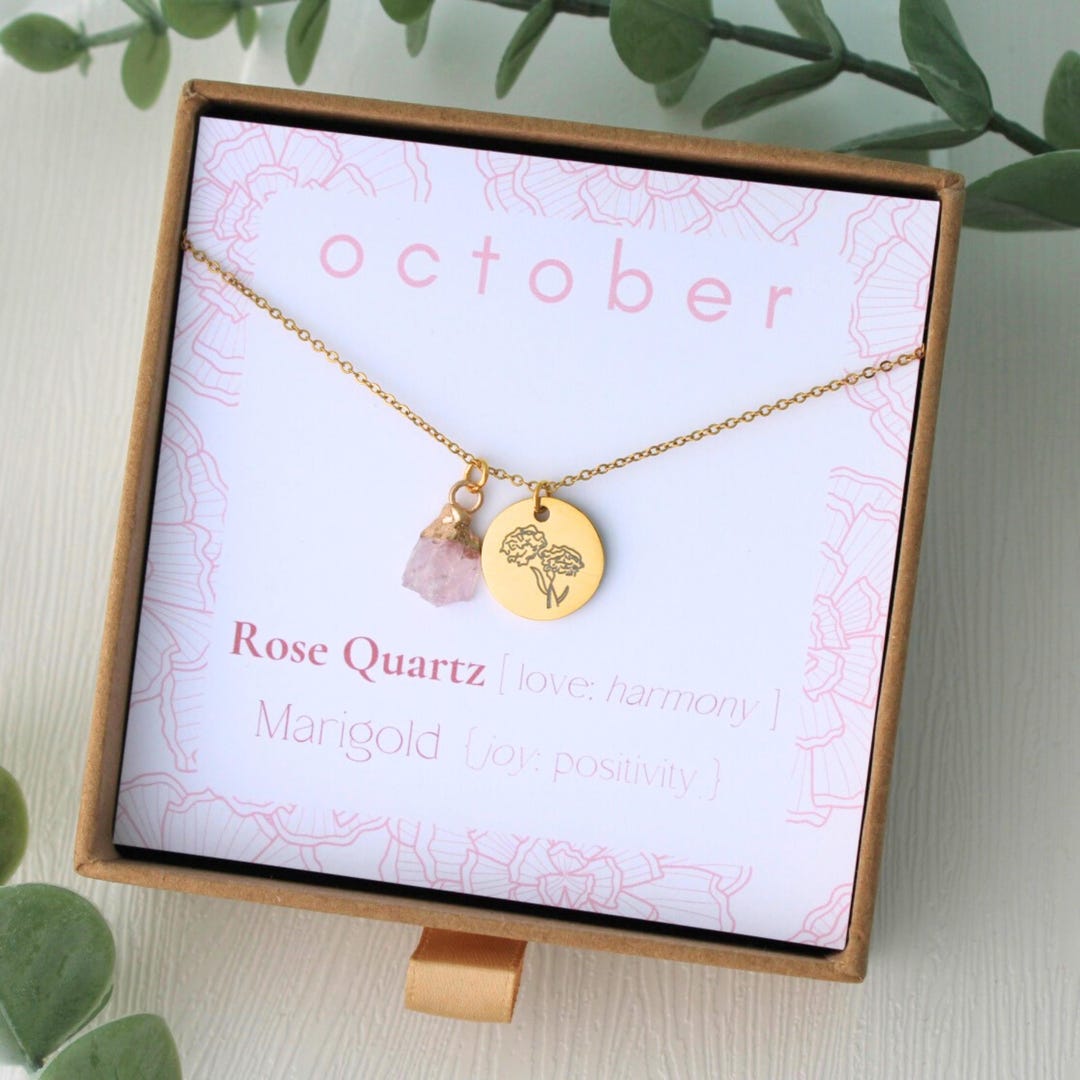 October Birthstone Necklace Birthday Gift for Her Birth Flower Necklace ...