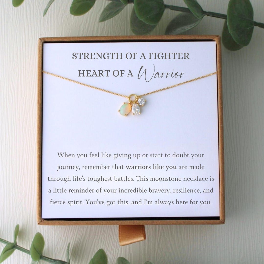 Strength of a Fighter Necklace Gift, Warrior Moonstone Jewelry ...