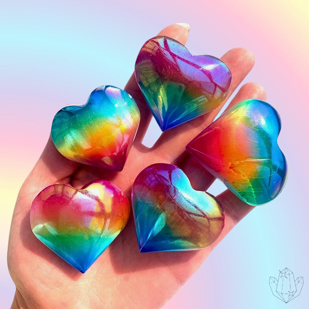Rainbow Heart Crystal Pride Crystal LGBTQ Pride Heart Stone Rainbow ...