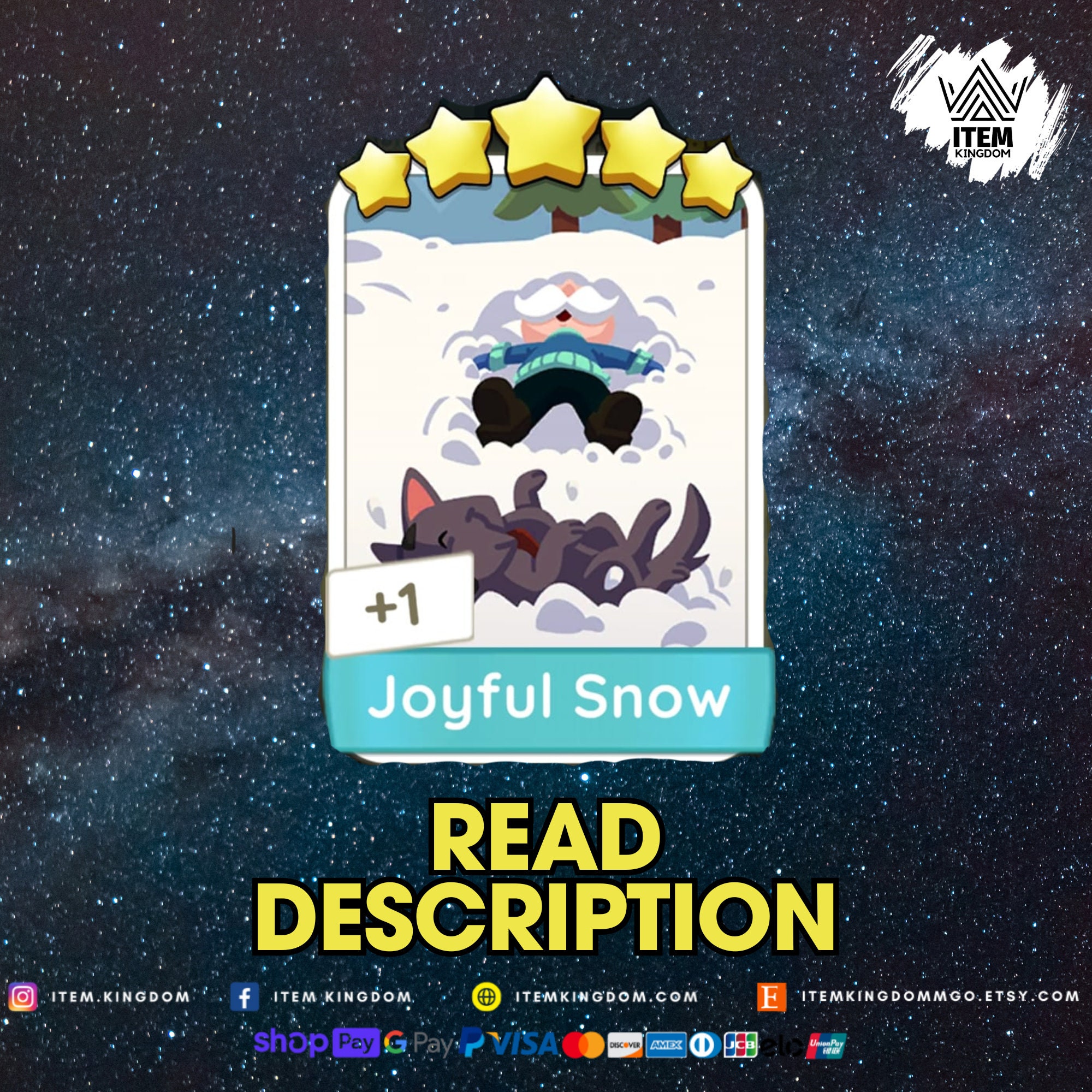 Joyful Snow 5 Stars Monopoly GO Sticker Card - Etsy