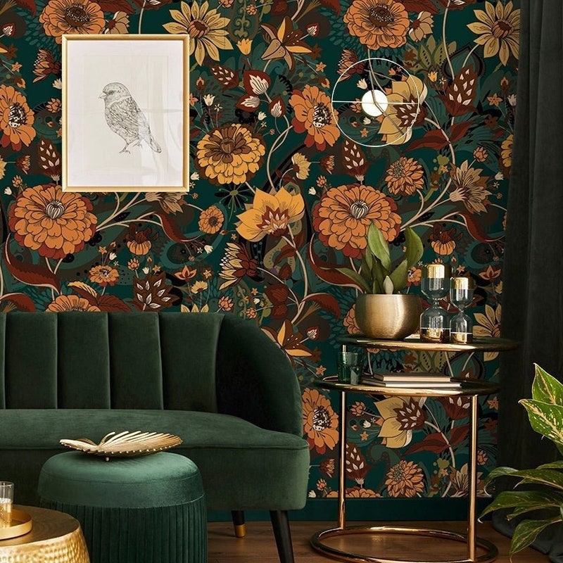 Dark Green Wallpaper - Etsy