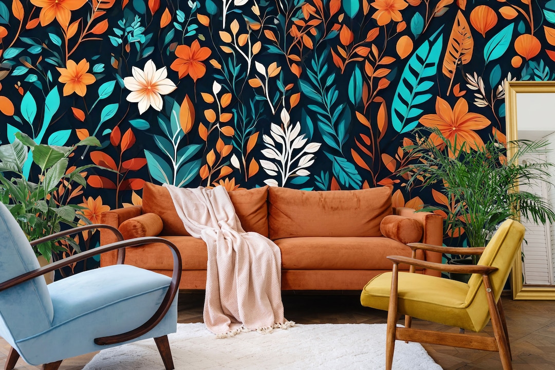 Colorful Wallpaper With Flower and Leaf | Wall Decor | Home Renovation ...