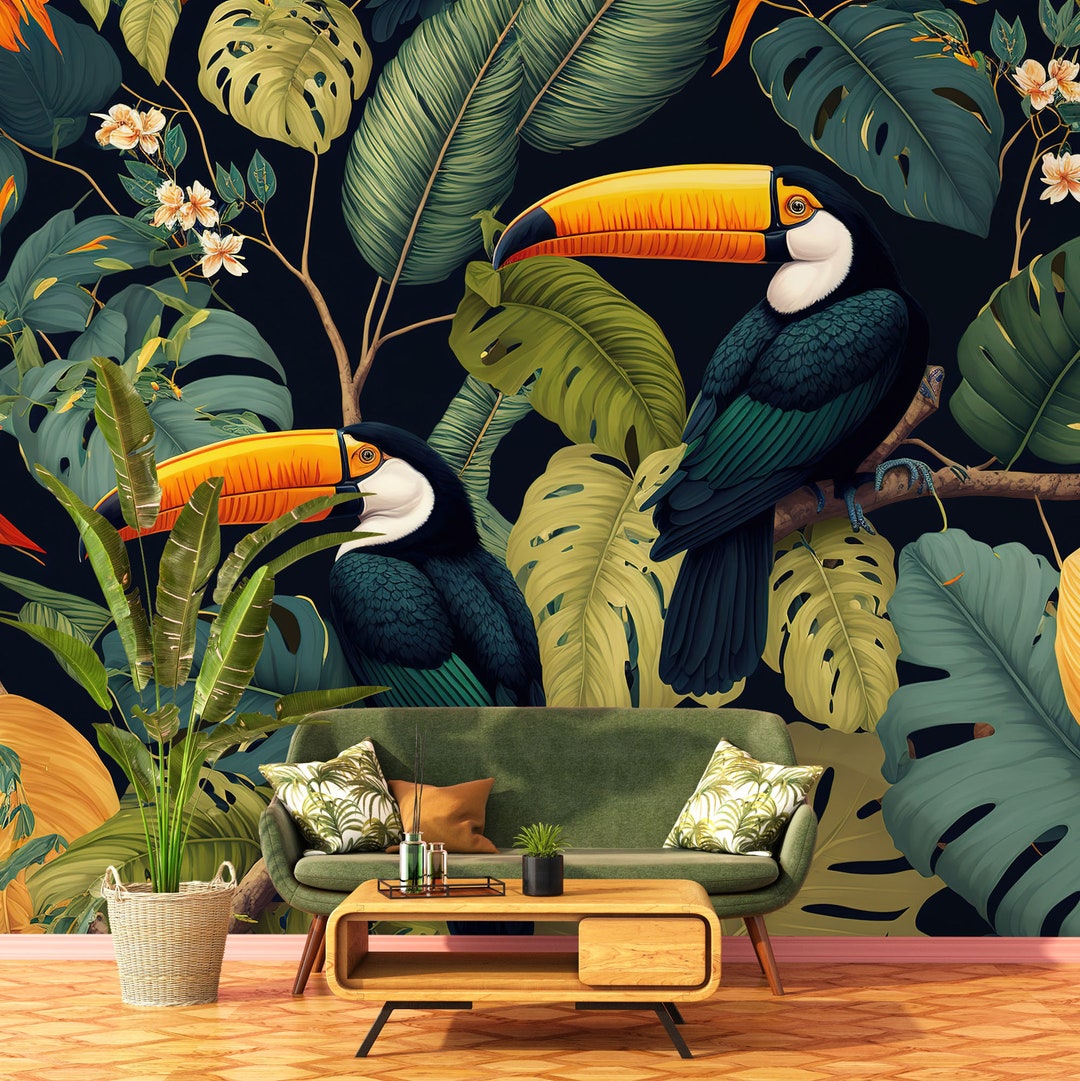 Tropical Wallpaper With Toucan Bird | Wall Decor | Home Renovation ...