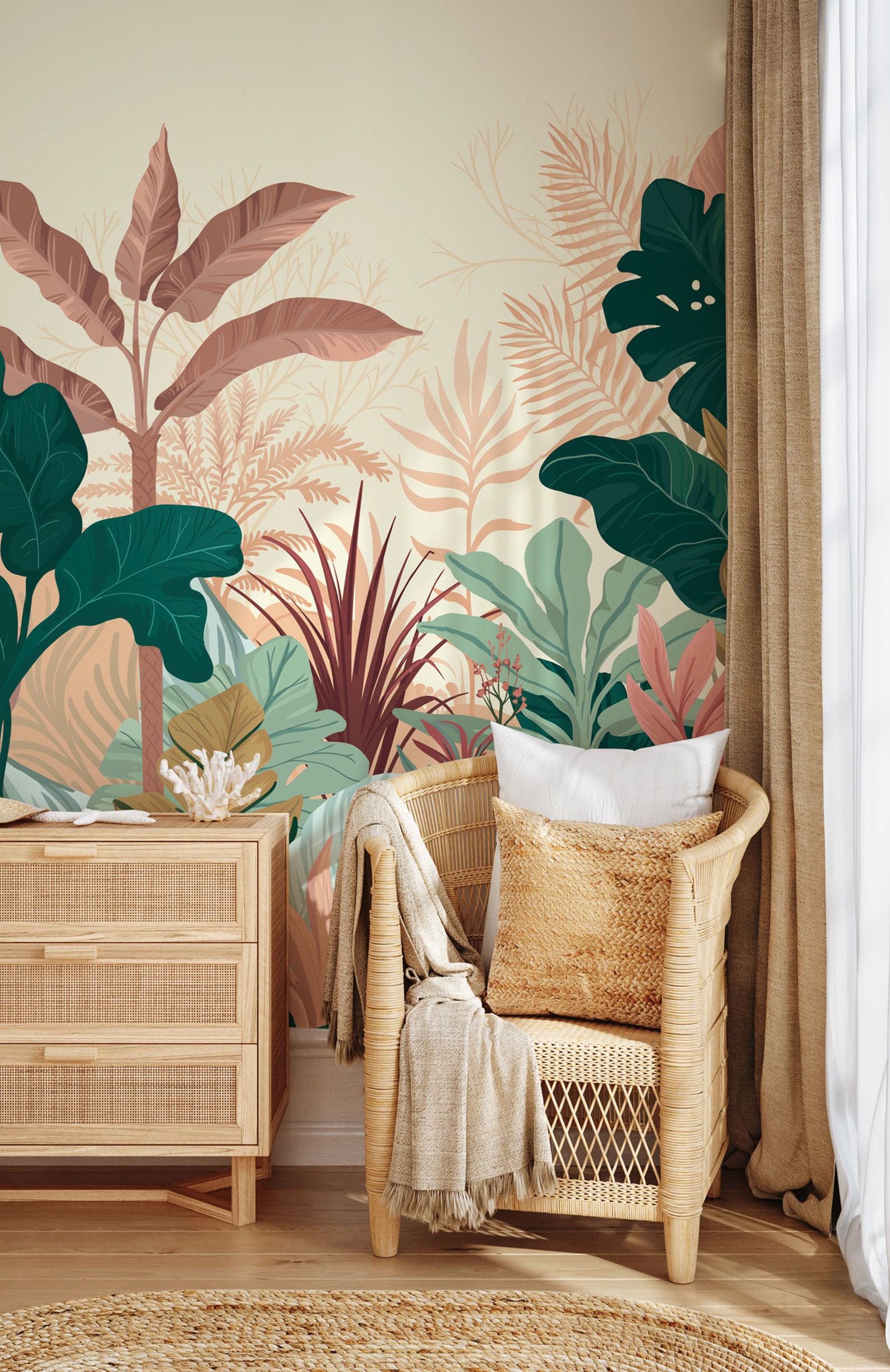 Warm Abstract Tropical Jungle Wallpaper | Wall Decor | Home Renovation ...